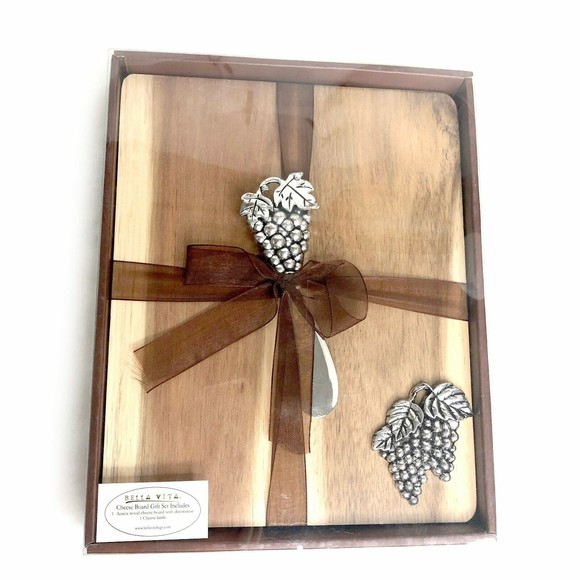 Bella Vita | Dining | Acacia Wood Cheese Board Spreader Gift Box Set ...